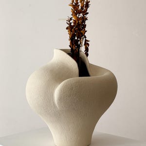 Beige Ceramic Vase, Waveform Series, Organic Sculptural Vessel - Etsy