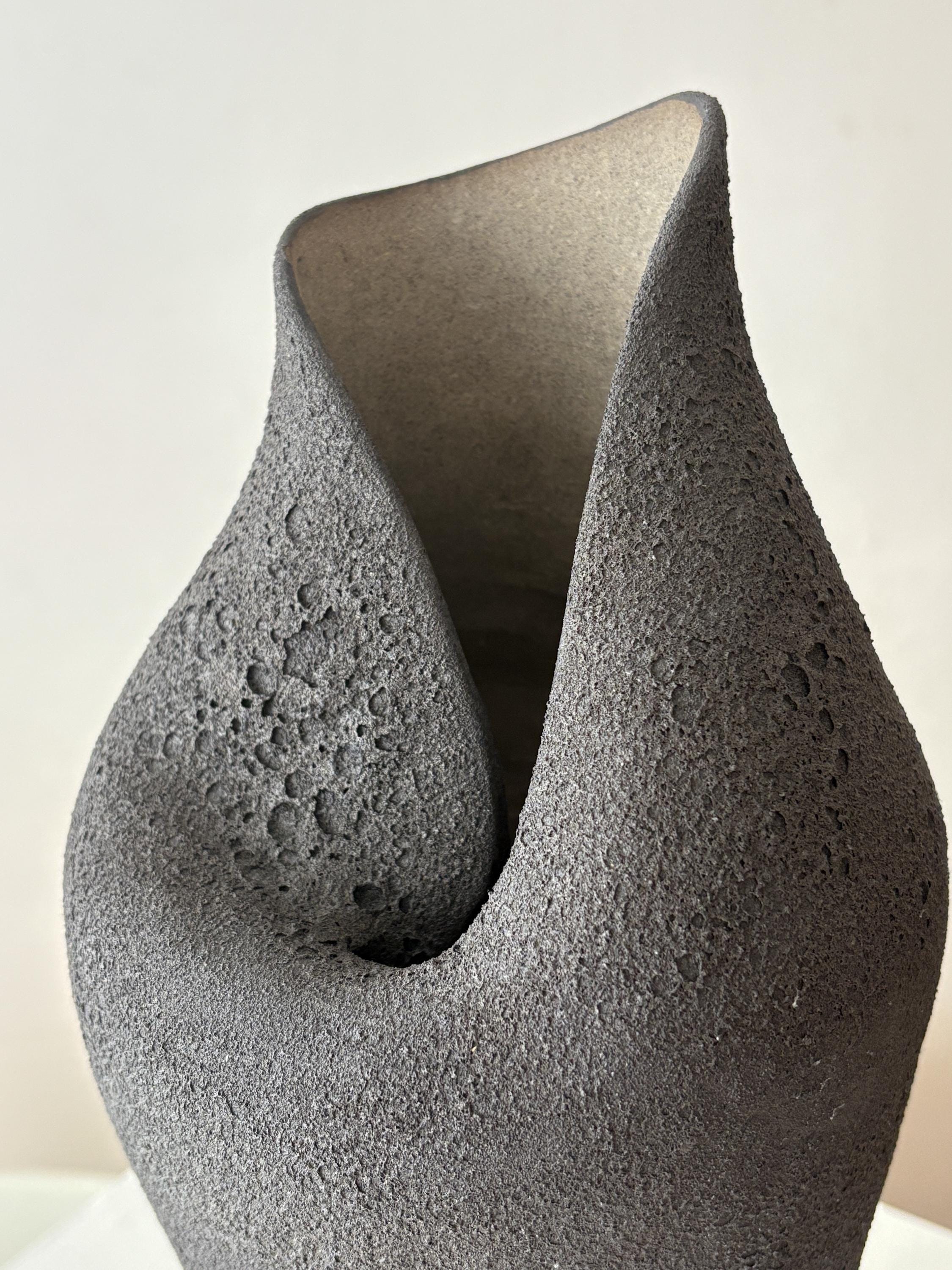 Black Ceramic Vase, Handmade Modern Abstract Vessel, Limited Edition by ...