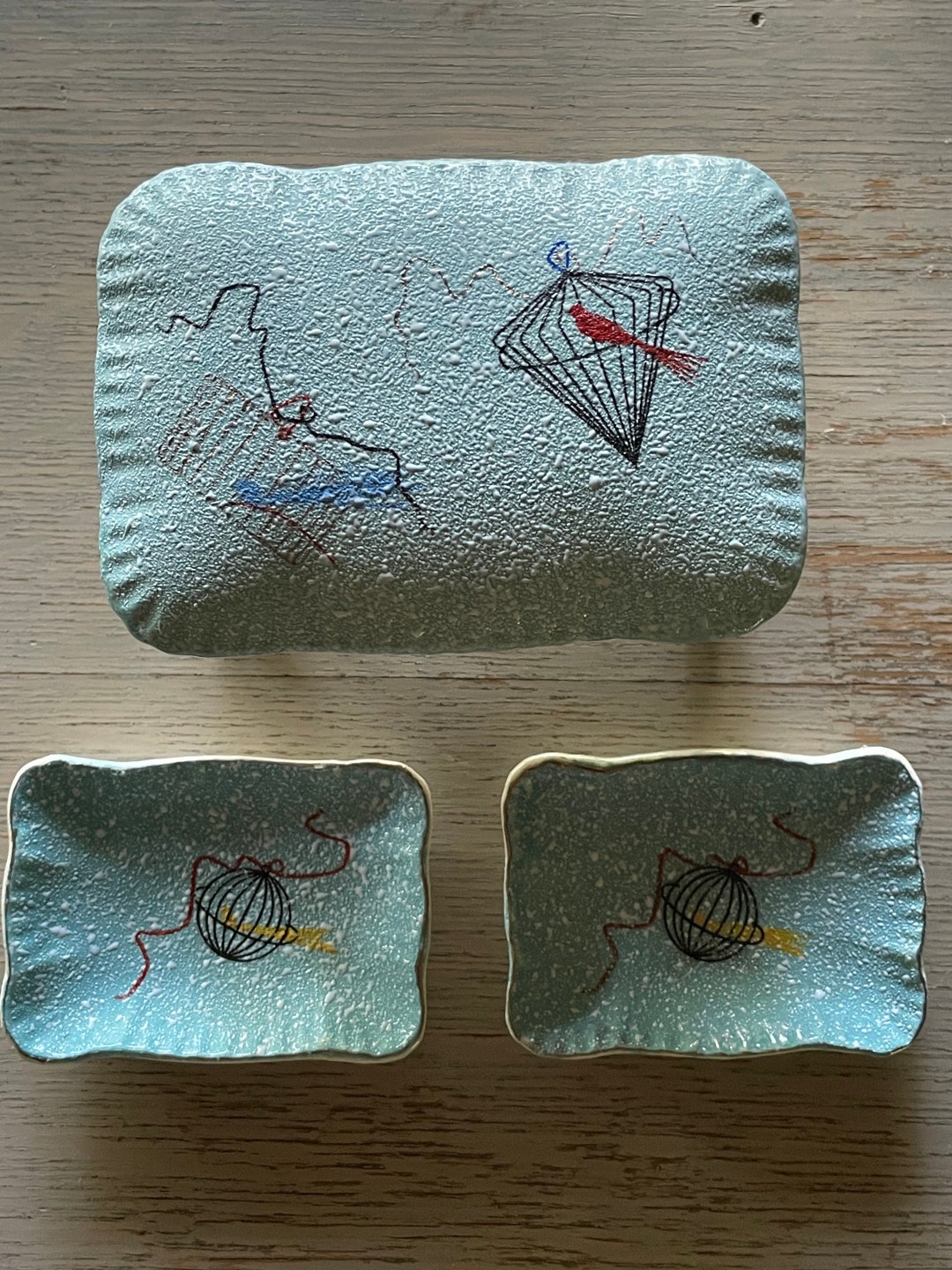 MCM ATOMIC AGE Ceramic Lidded Box With 2 Small Trays - Etsy