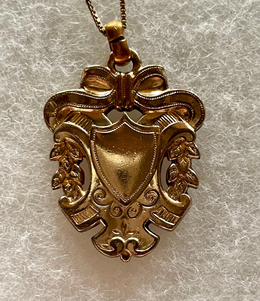 ANTIQUE ROLLED GOLD, Double Sided Shield Fob Necklace - Etsy