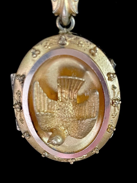 EDWARDIAN DOVE LOCKET, Vintage Double Photo Locket Wi… - Gem
