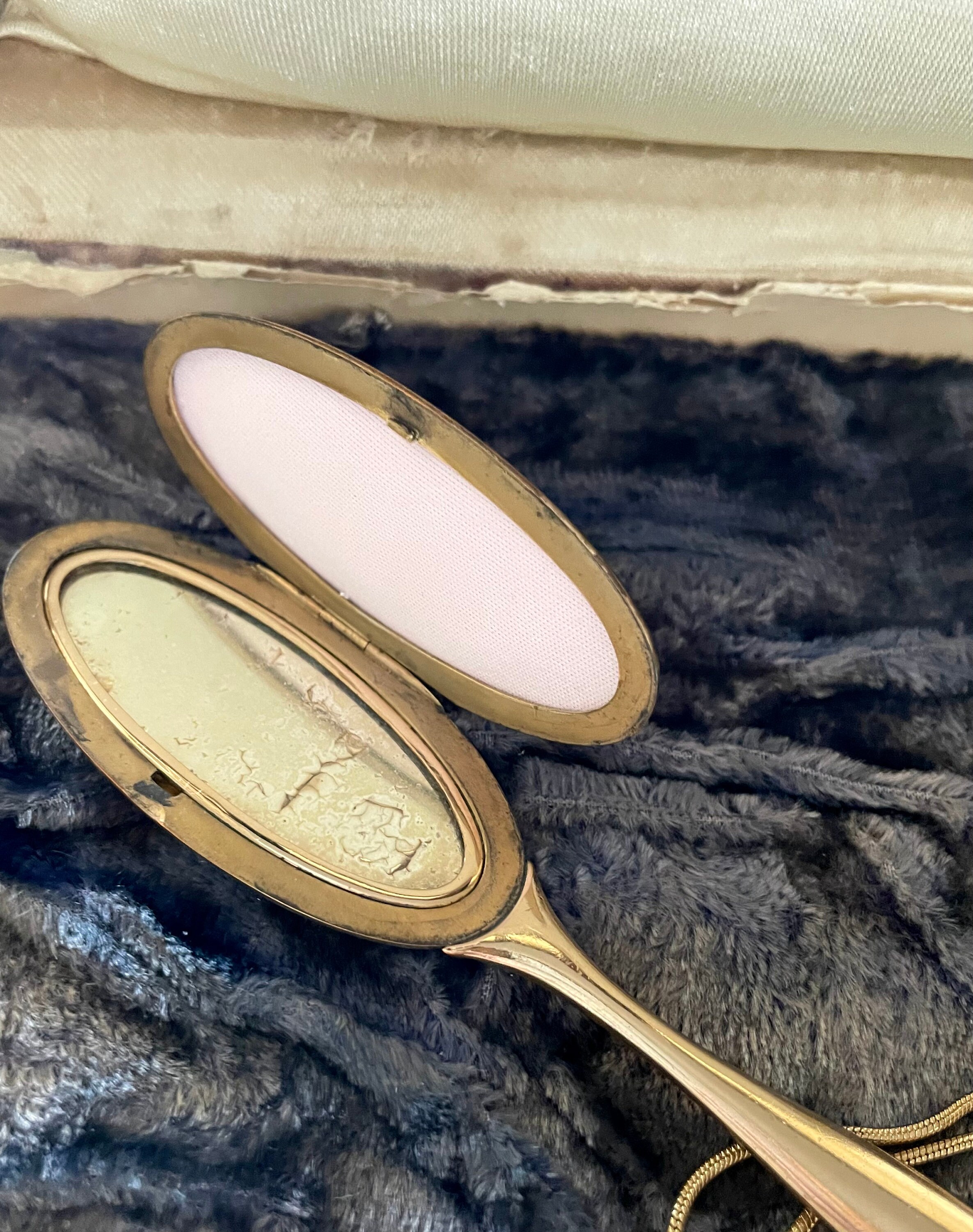 ANTIQUE HAND MIRROR Locket With Chain, Edwardian Era, Gold Filled - Etsy