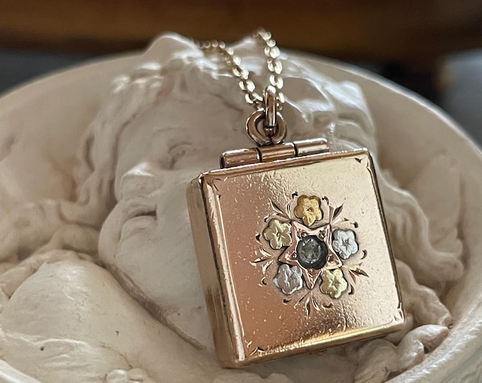 UNIQUE VICTORIAN MINIATURE Locket, Tri Color Gold Filled, Vintage, 18 ...