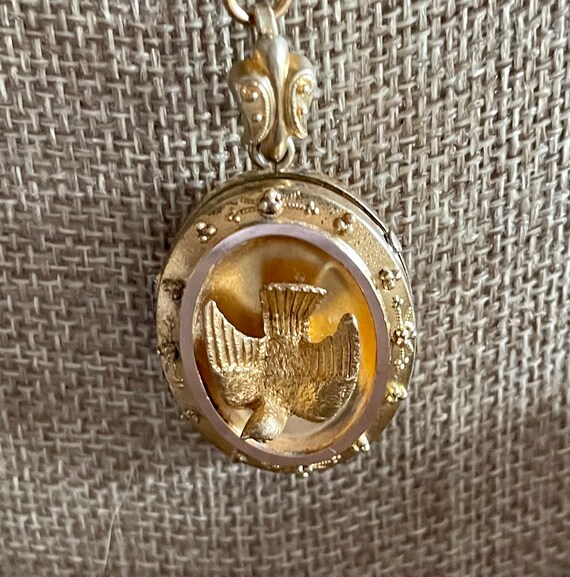 EDWARDIAN DOVE LOCKET, Vintage Double Photo Locket Wi… - Gem