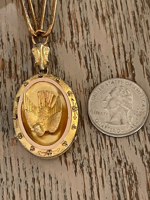 EDWARDIAN DOVE LOCKET, Vintage Double Photo Locket Wi… - Gem