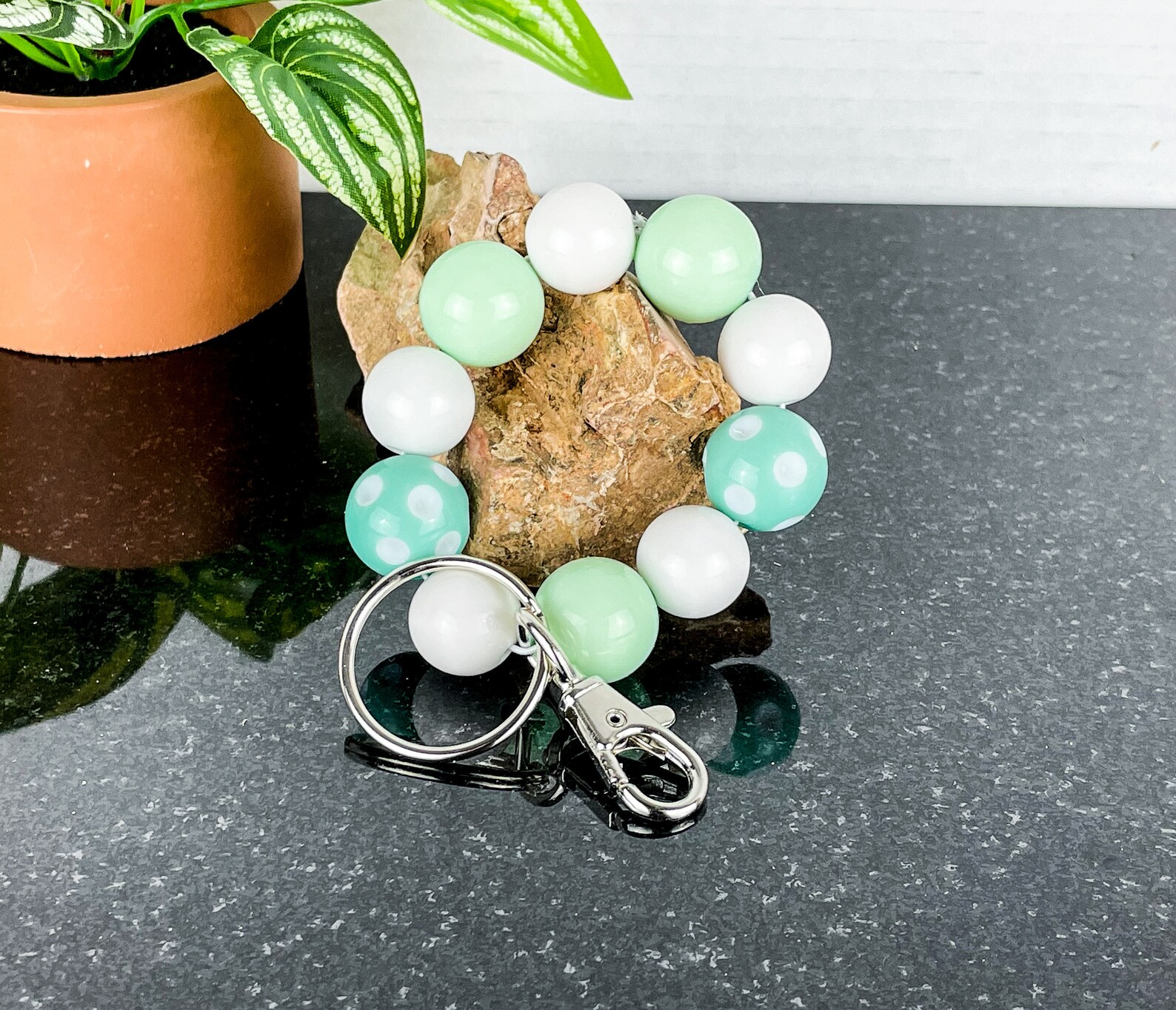 Bubblegum Bead Keychain Keychain Wristlet Colorful Bracelet - Etsy