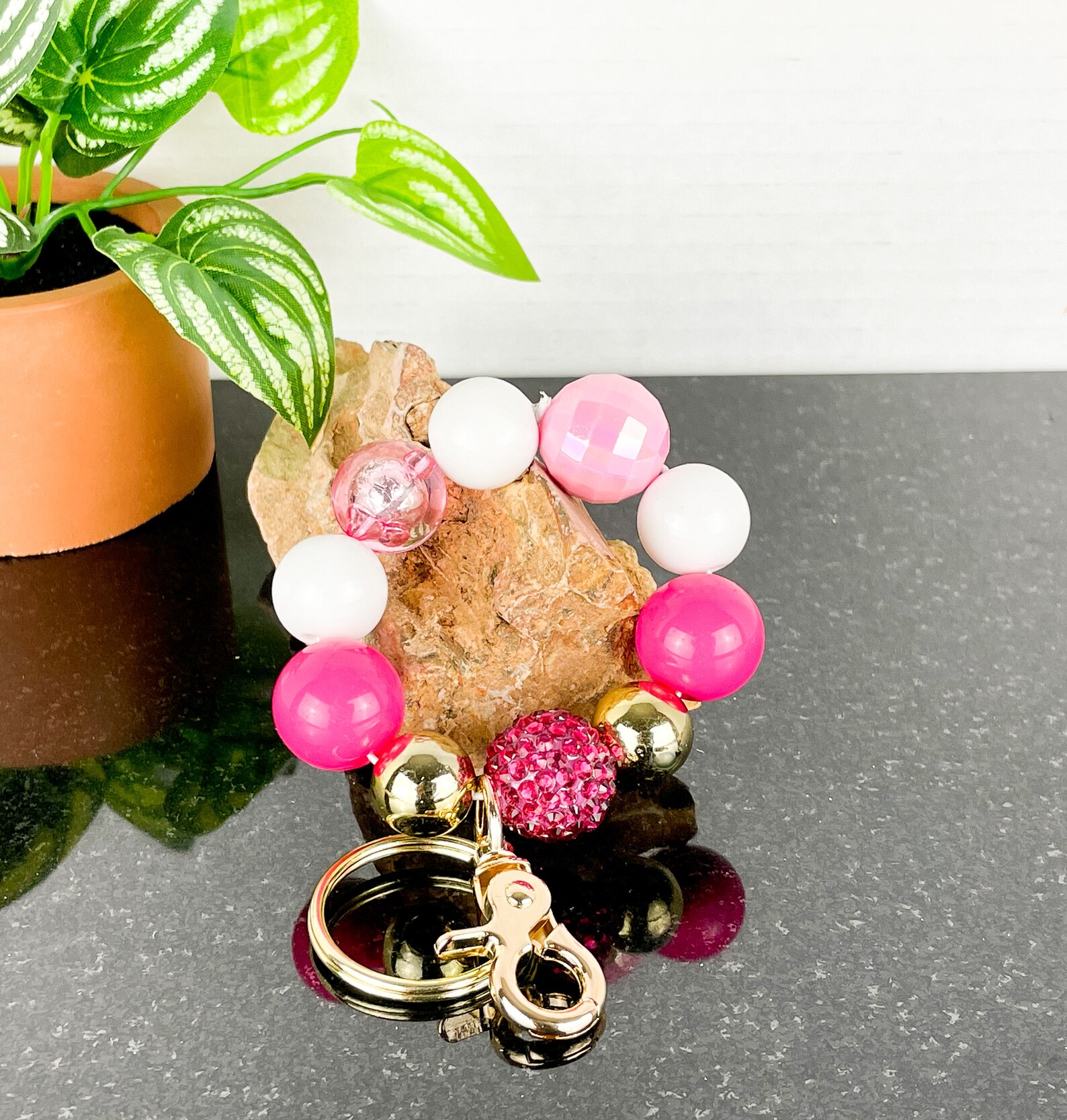 Bubblegum Bead Keychain Keychain Wristlet Colorful Bracelet - Etsy