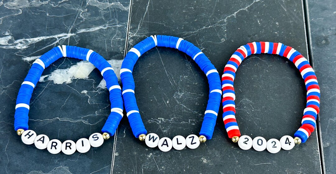 Election Bracelets, Harris-walz 2024 Stretch Bracelets, Democrat ...