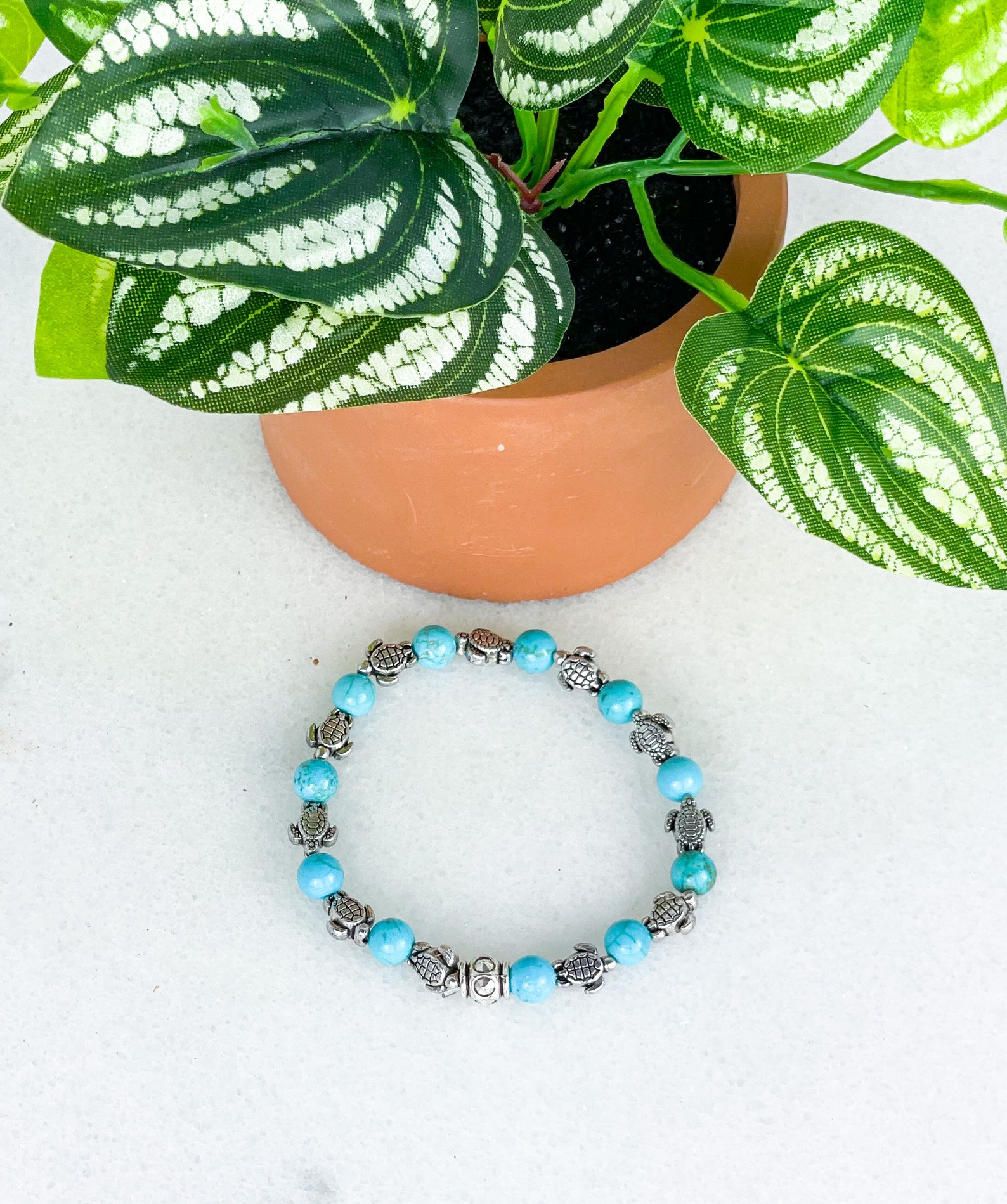 Turquoise Stretch Bracelet, Beach Themed Jewelry, Stackable Bracelet ...