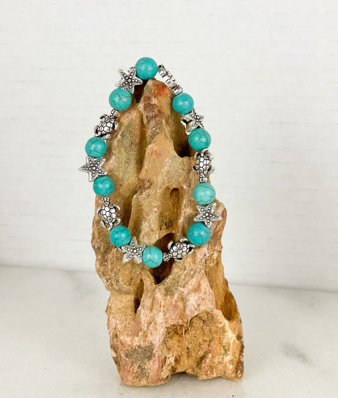 Turquoise Stretch Bracelet, Beach Themed Jewelry, Stackable Bracelet ...