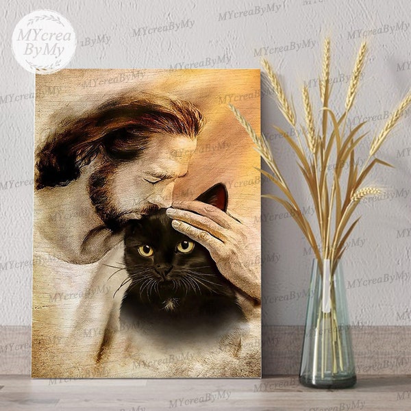 Picture of Jesus Holding Cat - Etsy Canada
