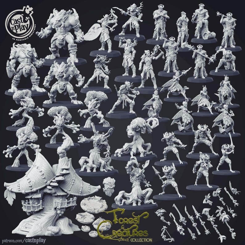 Forest Creatures Miniatures Set by Castnplay Miniatures - Etsy