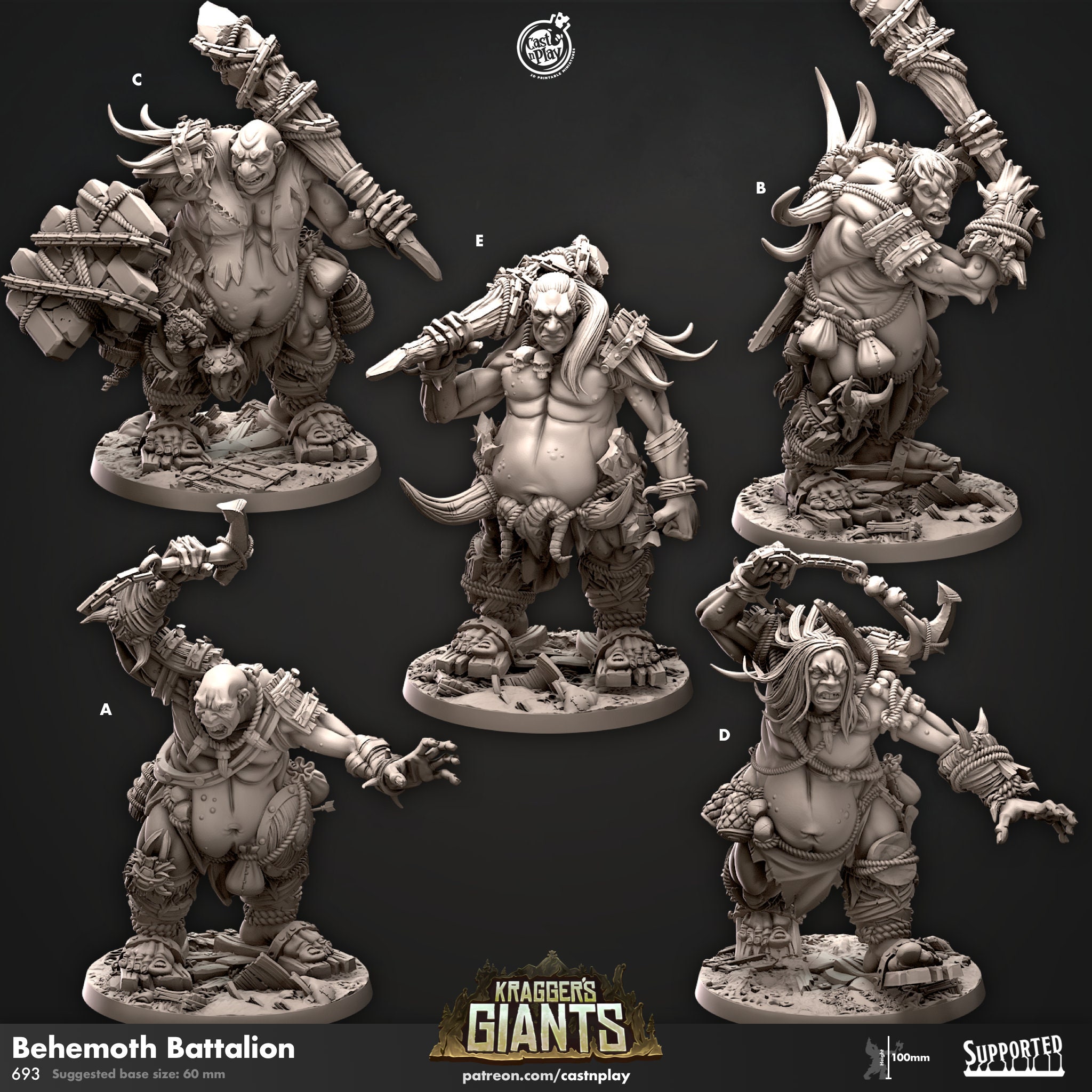 Behemoth Battalion Giant Miniatures kraggers Giants by Castnplay - Etsy