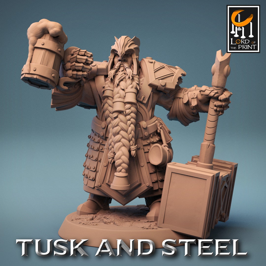 Dwarven Soldier Hammer Miniatures (tusk and Steel Set) by Rescale ...