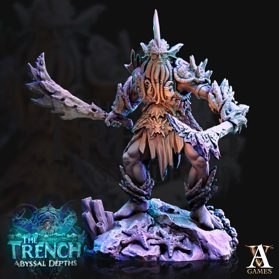 Triton Tribe Leader Miniatures by Archvillain - Etsy