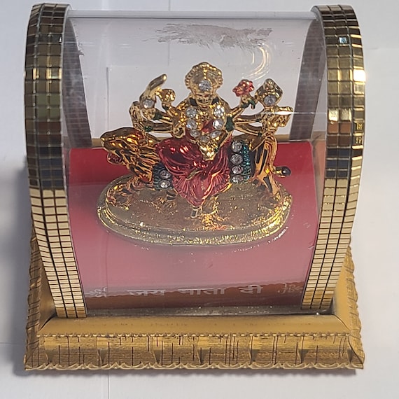 Durga Statue 4 in enclosed in Acrylic with Gold Trim and | Etsy