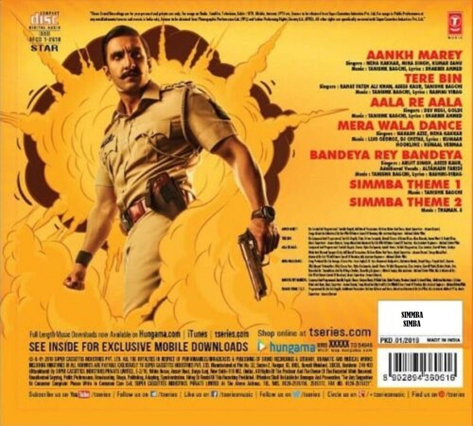 Simmba-hindi Movie- Bollywood Soundtrack CD/ Brand New-rohit Shetty ...