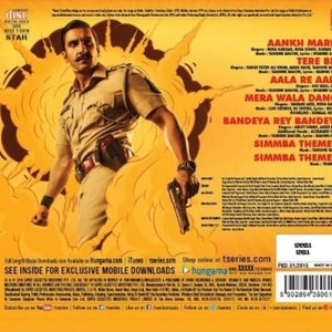 Simmba-hindi Movie- Bollywood Soundtrack CD/ Brand New-rohit Shetty ...