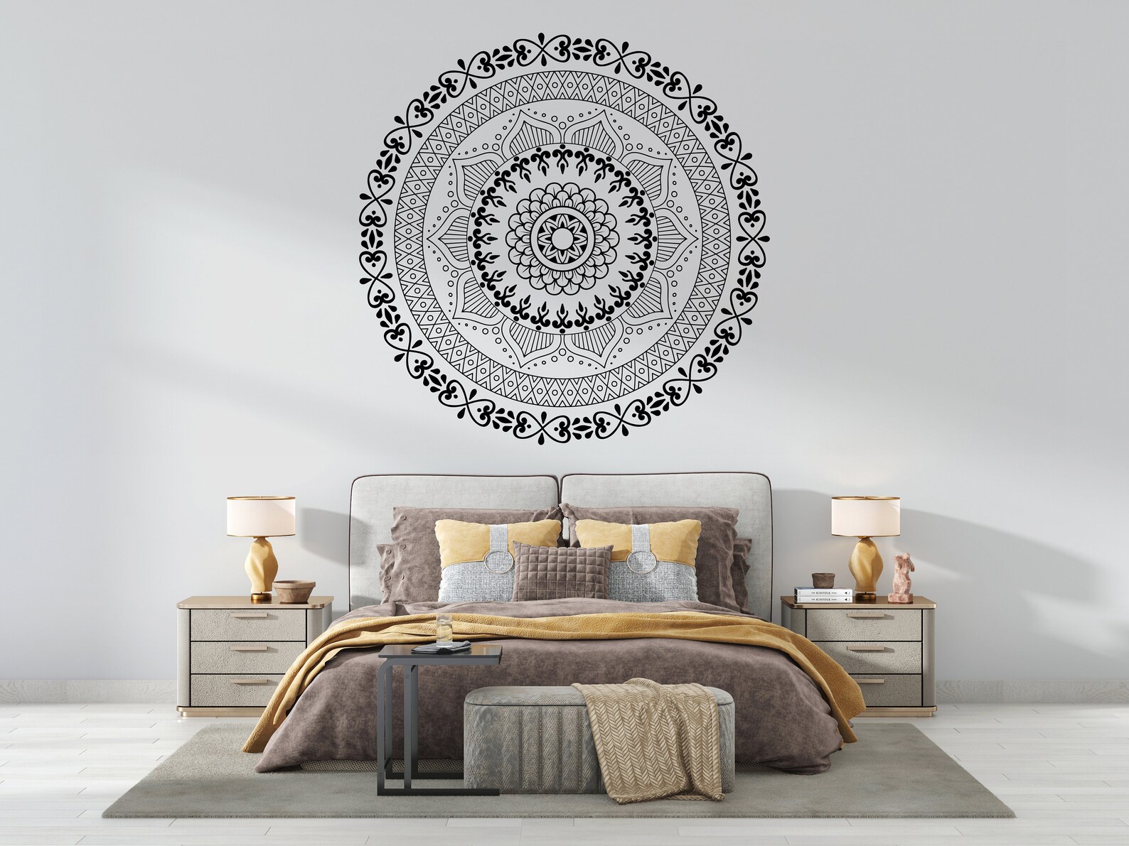 Mandala Art Wall Decal Namaste Mandala Room Decor Living Room Mandala ...