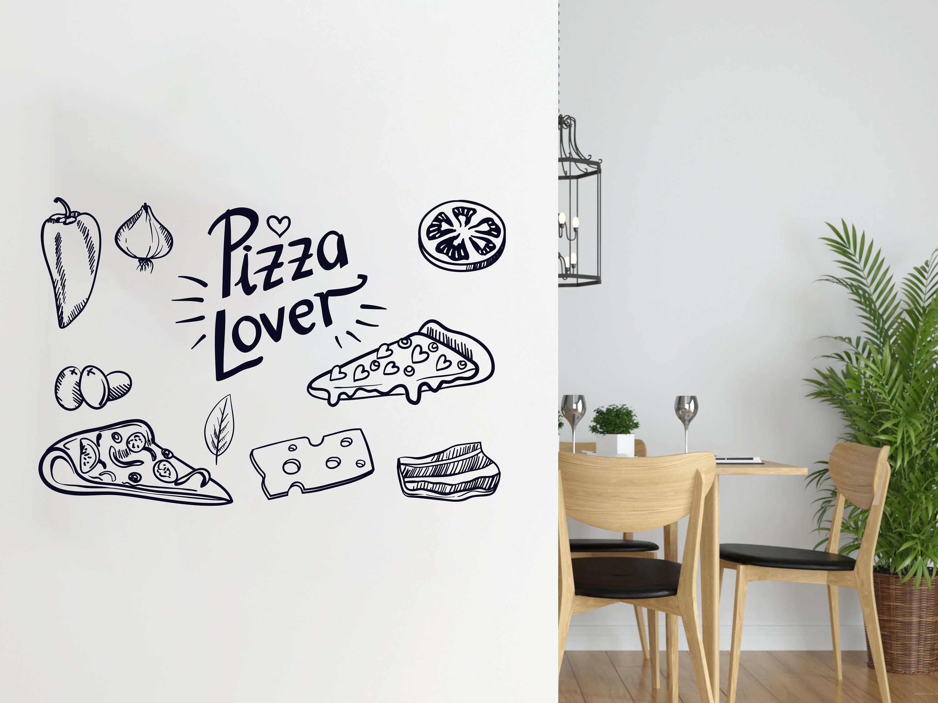 Pizza Wall Sticker Pizza Wall Decal Pizza Wallpaper Pizzeria Decor ...