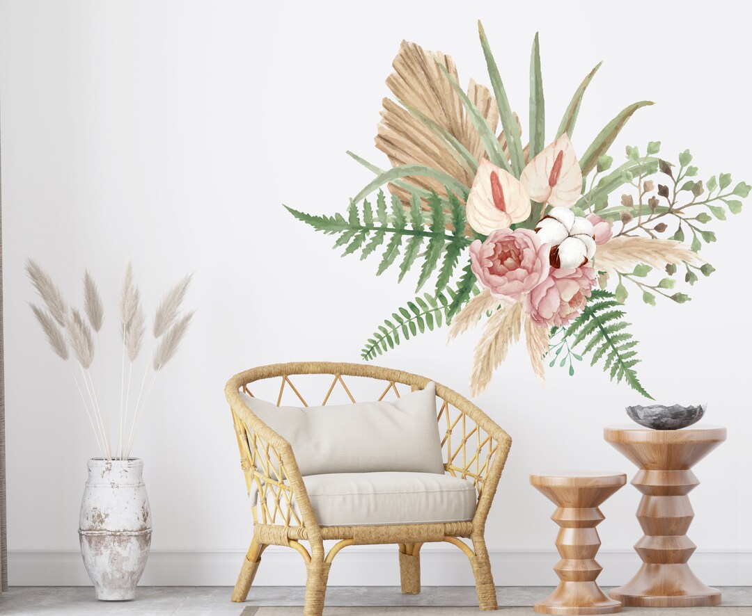 Boho Flowers Wall Decal - Etsy