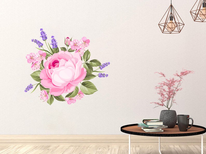 Rose Flowers Wall Decal Colorful Wall Decal Beautiful - Etsy