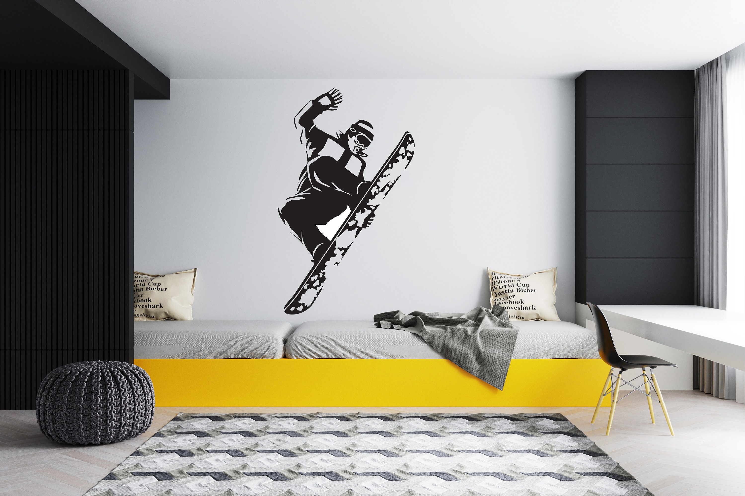 Skiing Wall Decal Wall Decor Ski Wall Decal Winter Sports Decals Wall ...