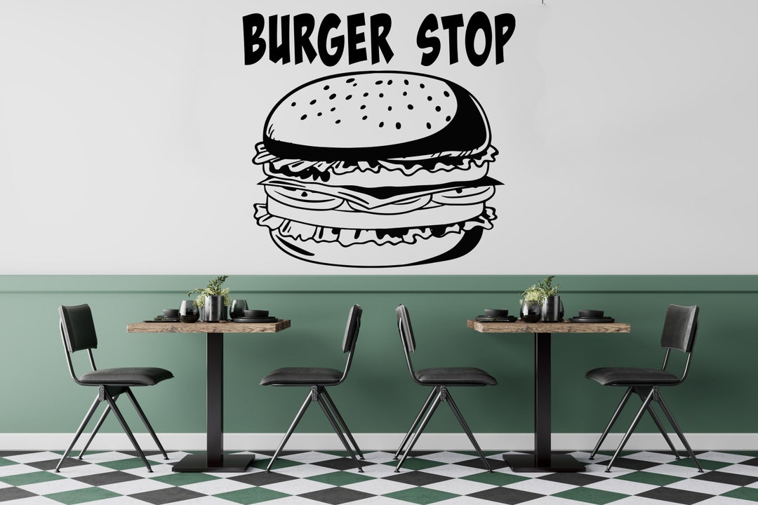 Burger Wall Decal Burger Shop Decals Business Decal Vinyl Wall Sticker ...