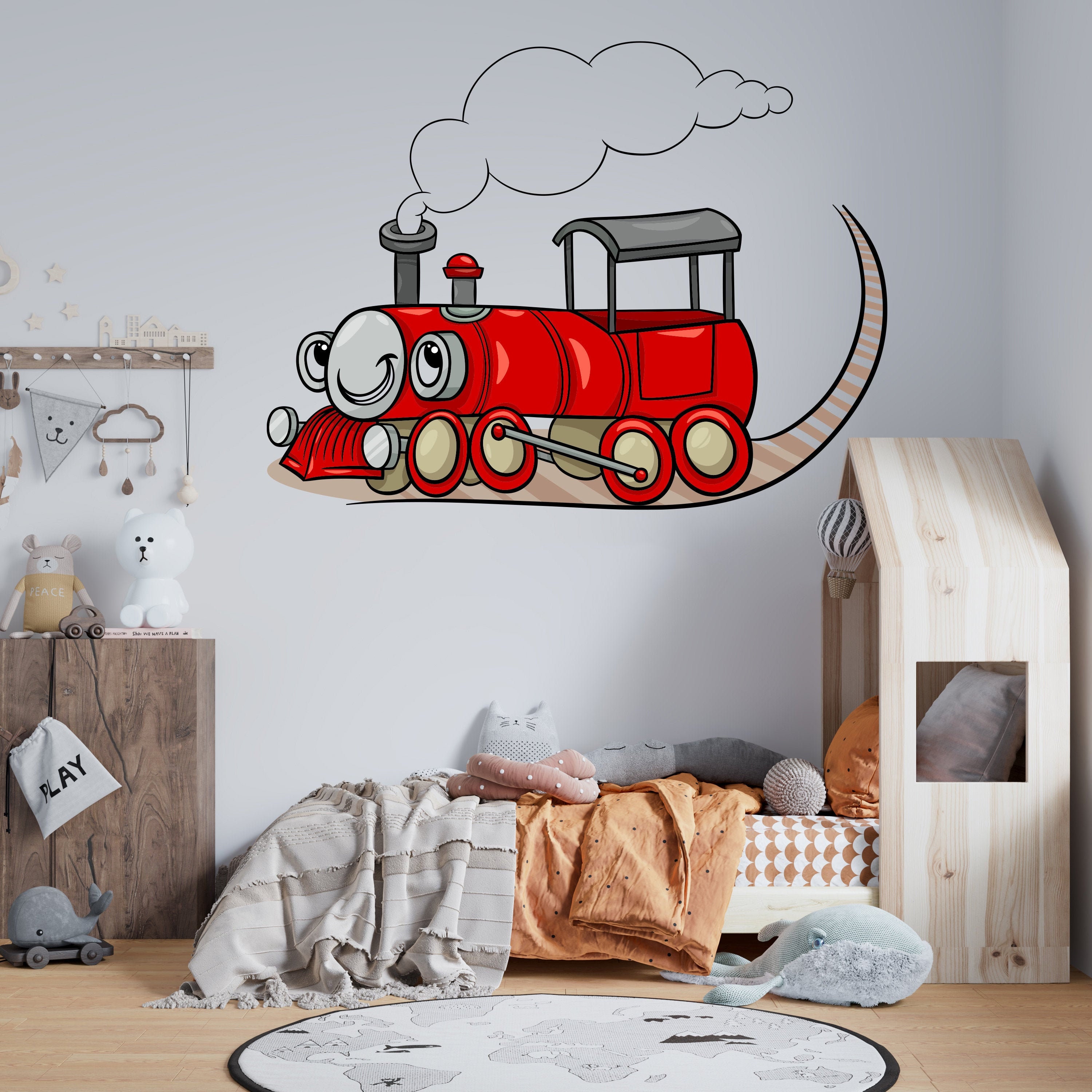 Colorful Train Wall Decal Kids Bedroom Wall Stickers Colorful Wall ...