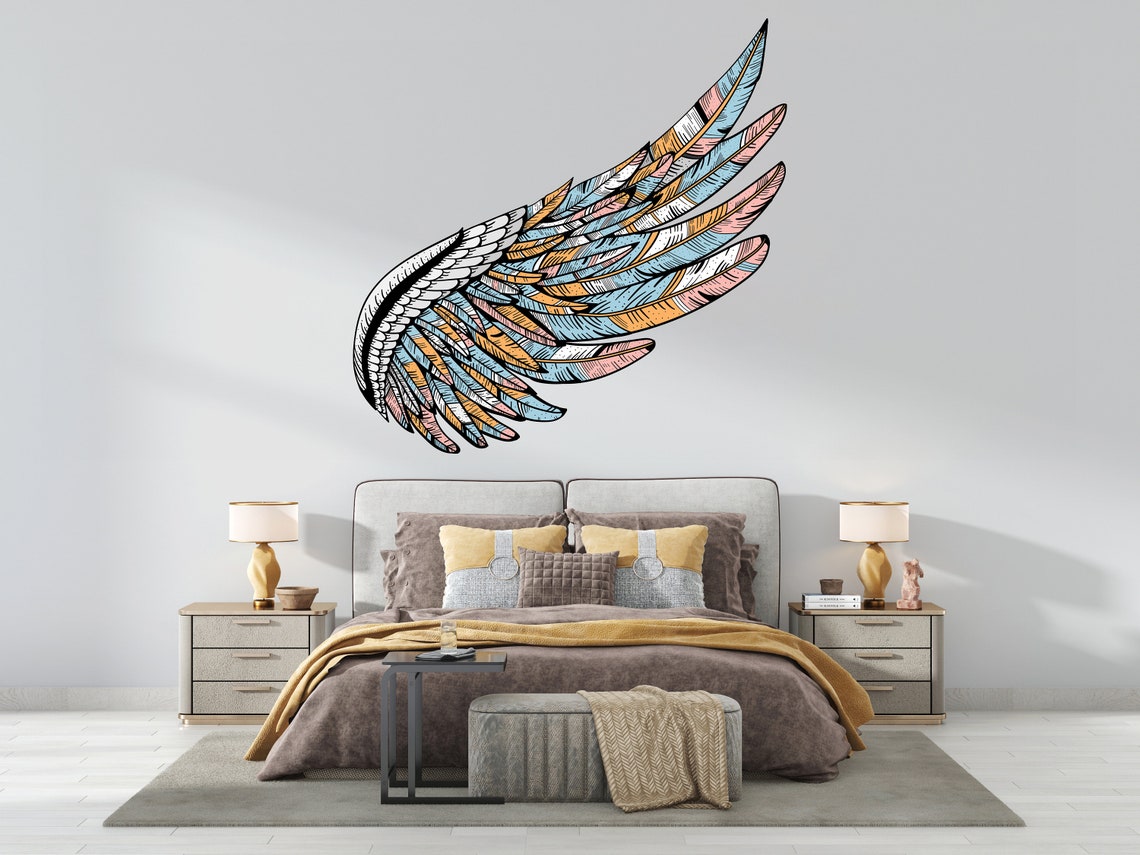 Wing Wall Decal Mandala Room Decor Living Room Wing Vinyl Decals Wing ...