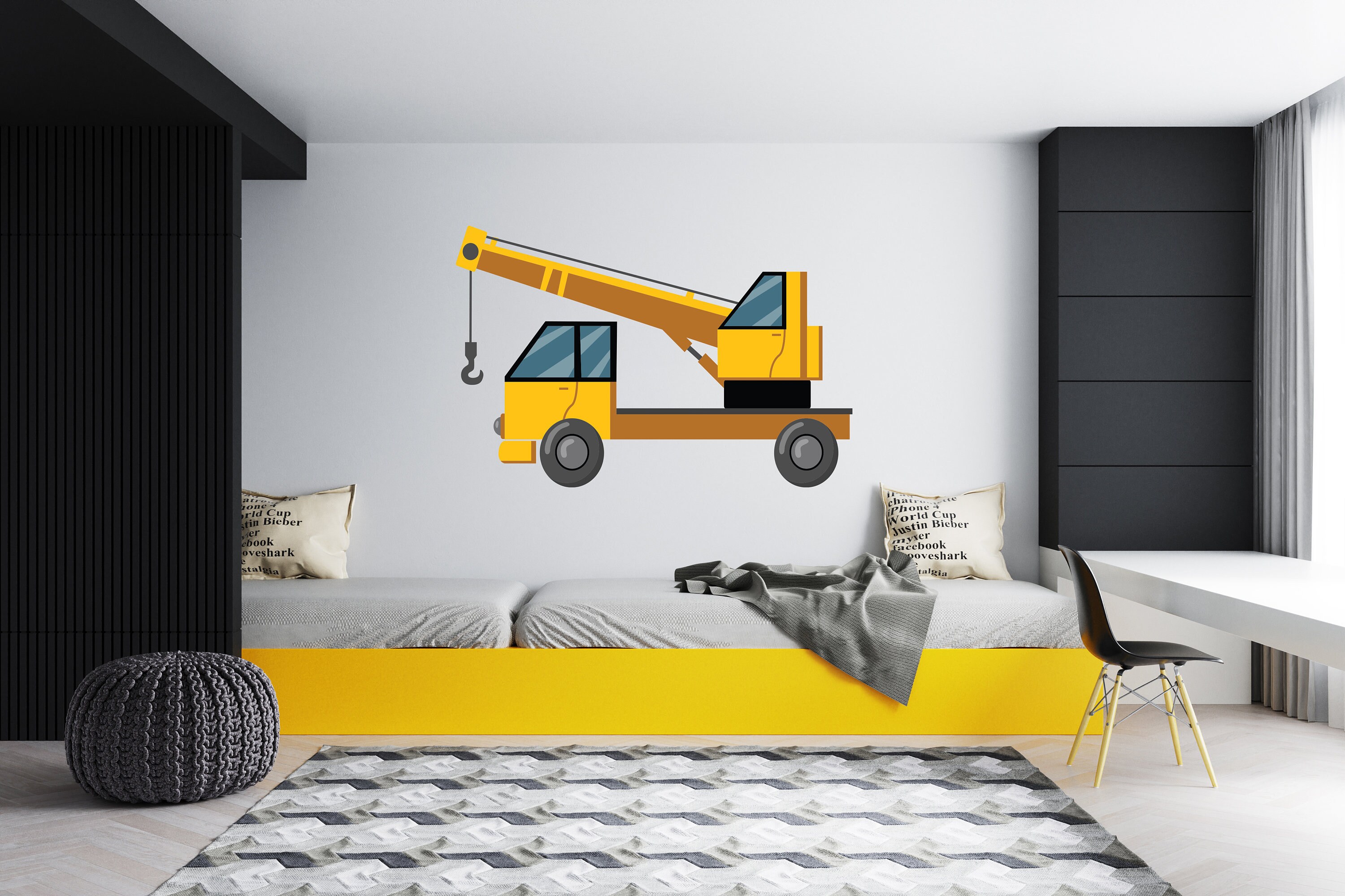 Colorful Truck Construction Decal Kids Bedroom Wall Stickers Colorful ...