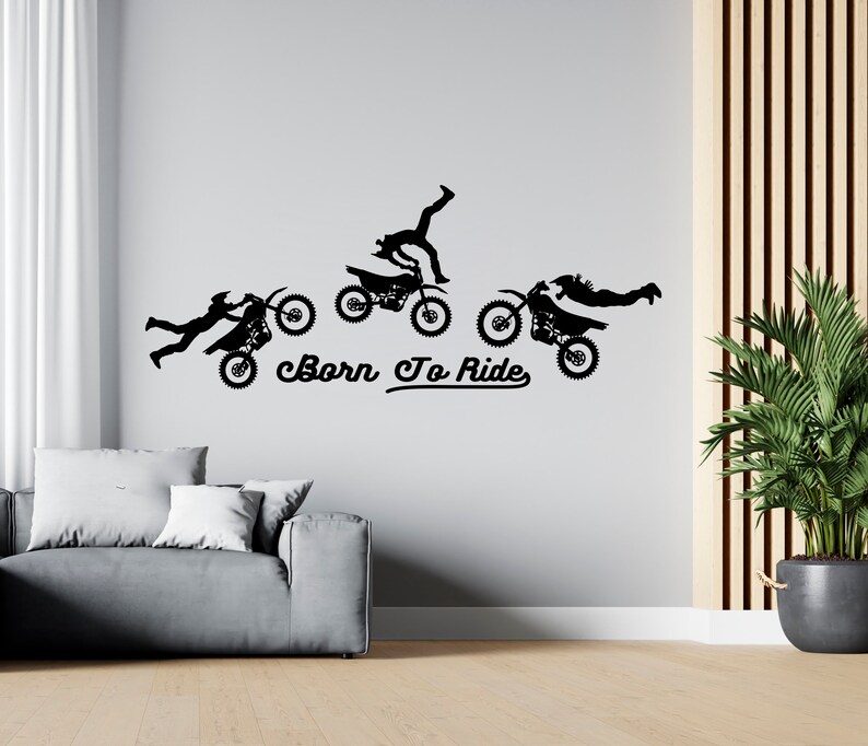 Motocross Wall Decal Motorcycle Wall Sticker Dirt Bike Wall Decor ...