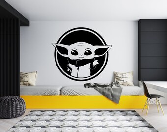 Star Wars Wall Decal Baby Joda Wall Sticker Star Wall | Etsy
