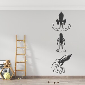 Spaceship Wall Decal Set | Rocket Wall Decal | Space Decals ...