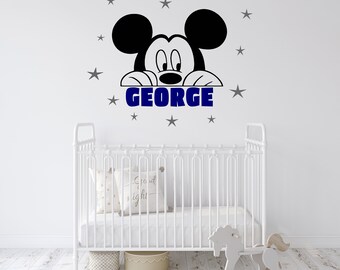 Personalized Name Wall Decal Mickey Mouse Wall Decal Custom Name Wall ...