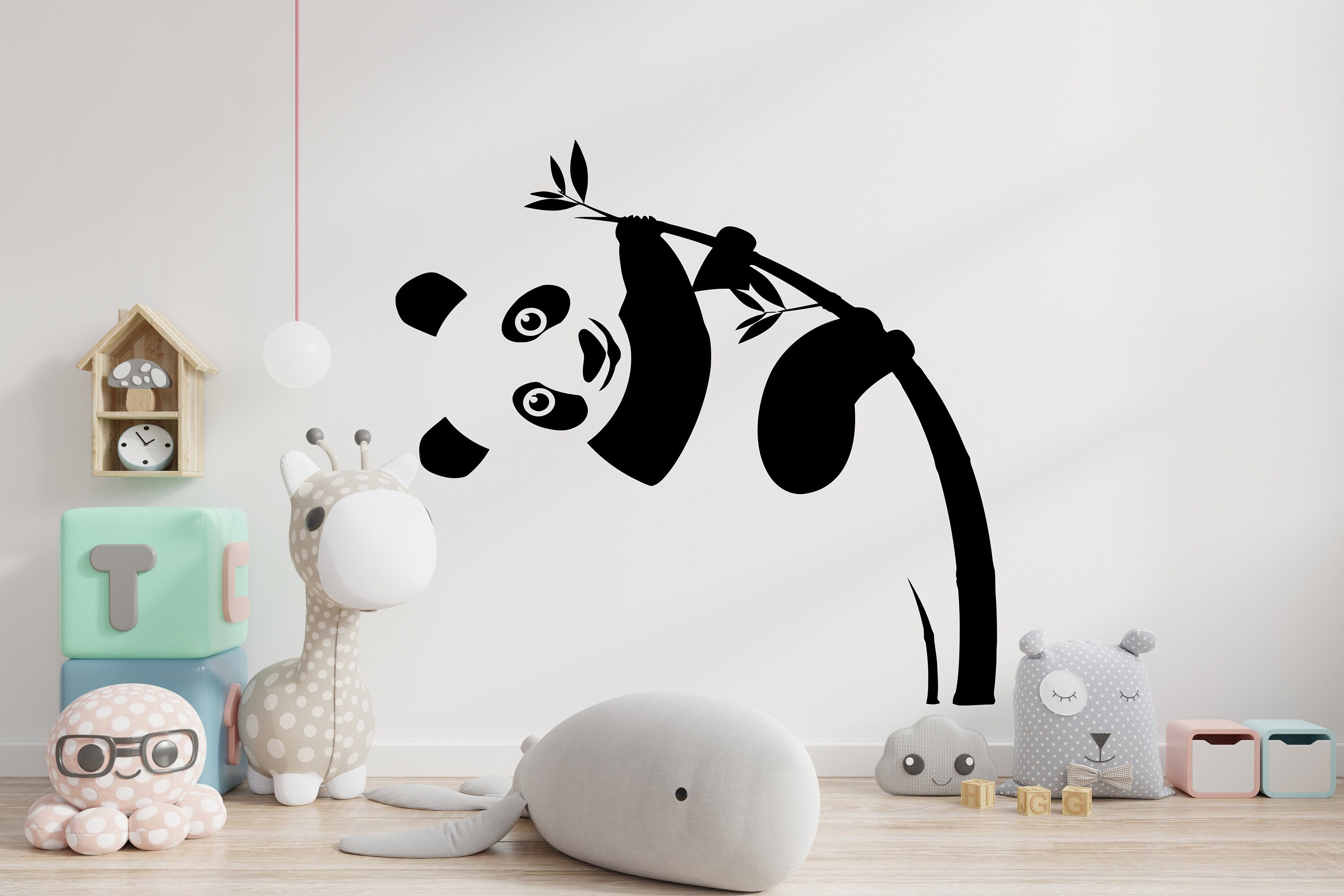 Panda Wall Decal Panda Bear Animals Bamboo Wall Decor Wall Decal Window ...
