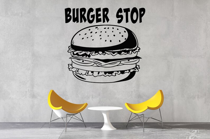 Burger Wall Decal Burger Shop Decals Business Decal Vinyl Wall Sticker ...