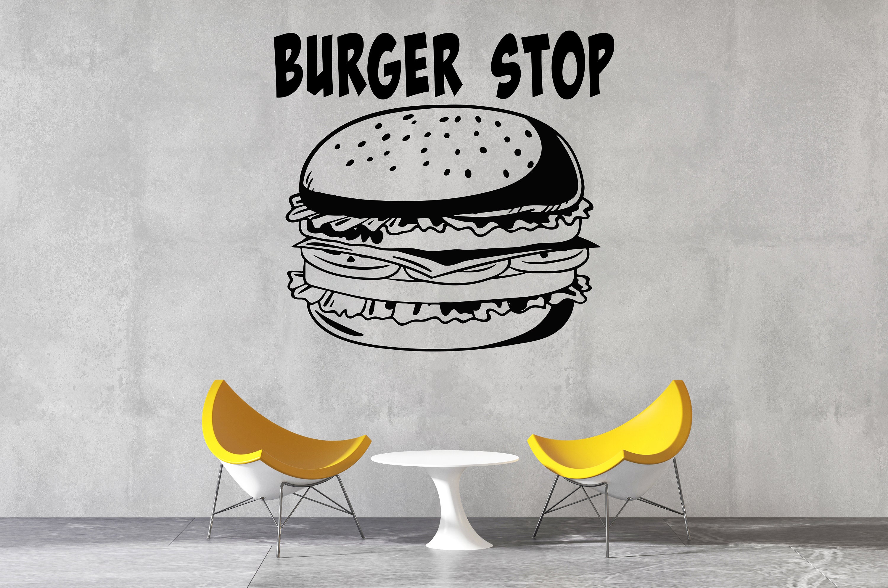 Burger Wall Decal Burger Shop Decals Business Decal Vinyl Wall Sticker ...