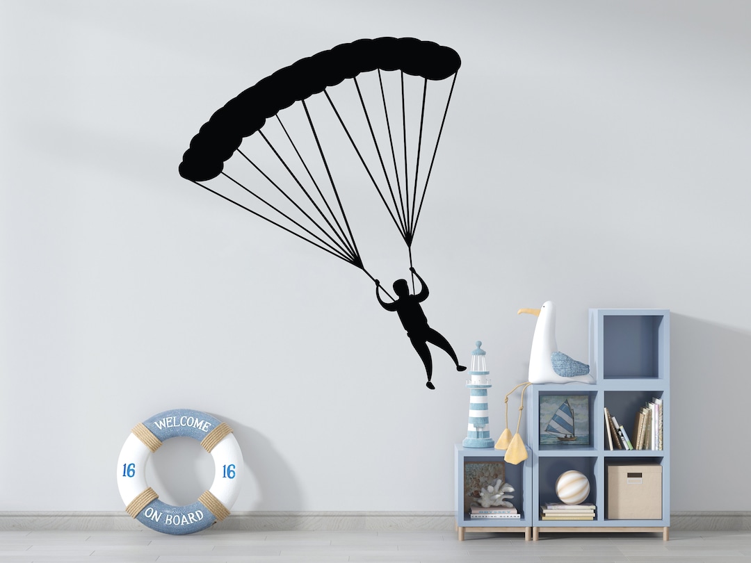 Parachute Decal Parachuter Adventure Murals Wall Decal | Paragliding ...