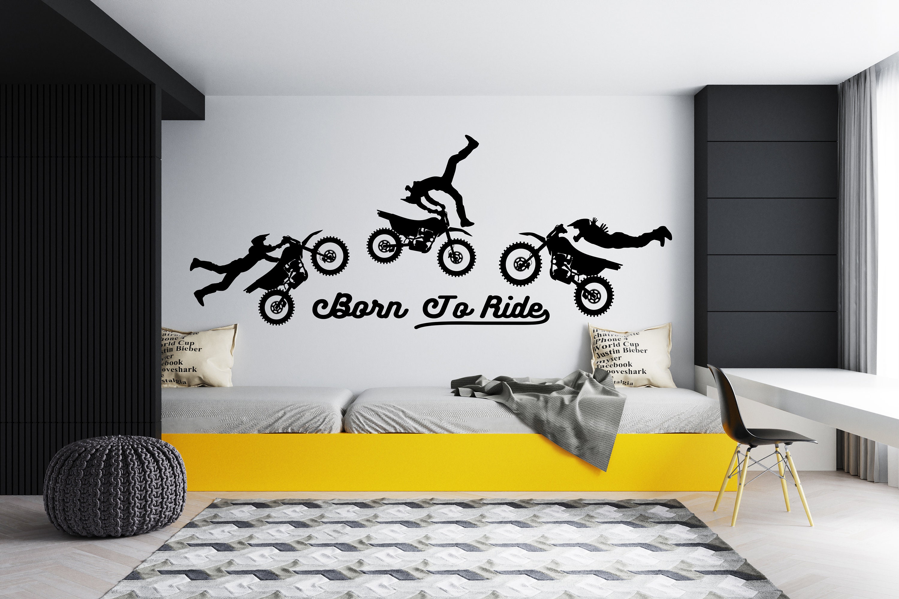 Motocross Wall Decal Motorcycle Wall Sticker Dirt Bike Wall Decor ...