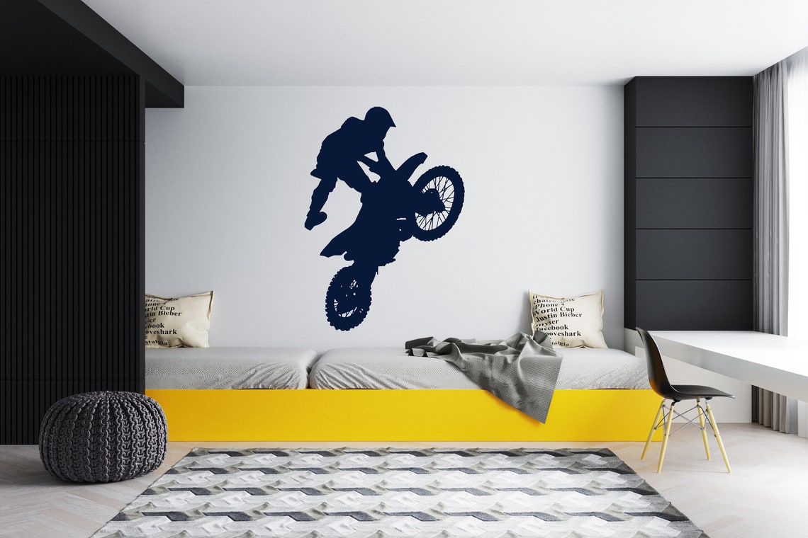 Motocross Wall Decal Motorcycle Wall Sticker Dirt Bike Wall - Etsy