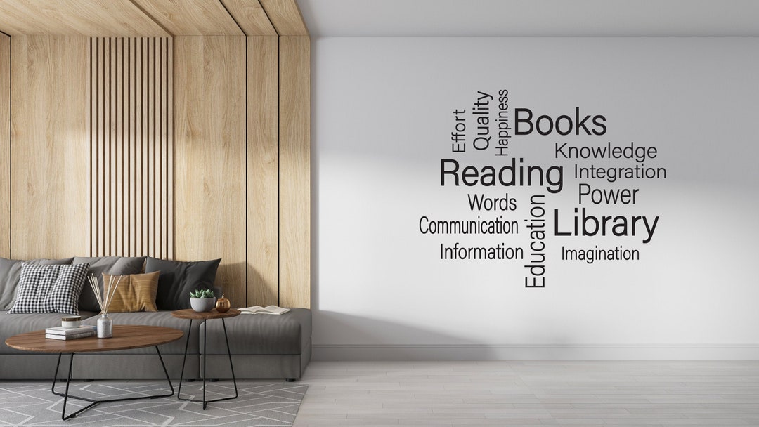 Reading Wall Decal | Books Wall Sticker Vinyl Decal | Keywords | Quote ...