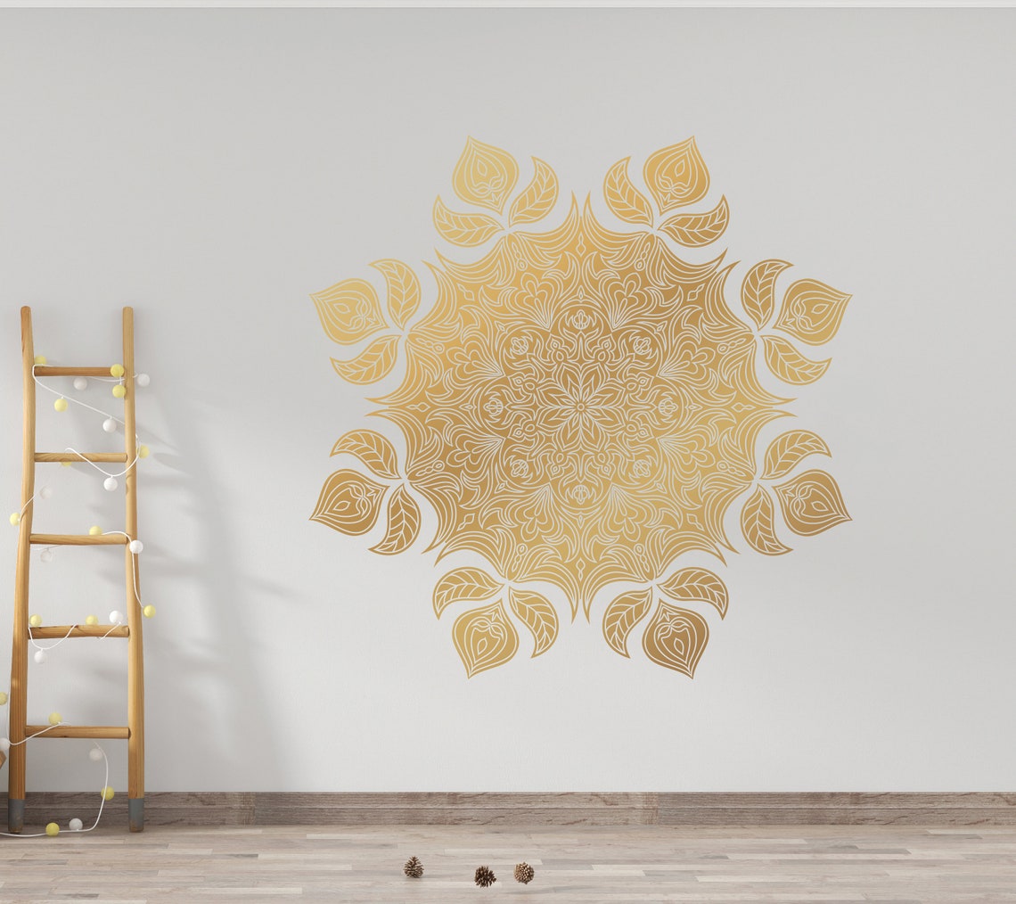 Mandala Art Wall Decal Namaste Mandala Room Decor Living Room Mandala ...