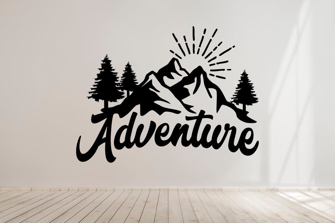 Mountain Wall Decals | Nature Mountains Murals Adventure Camping Wall ...