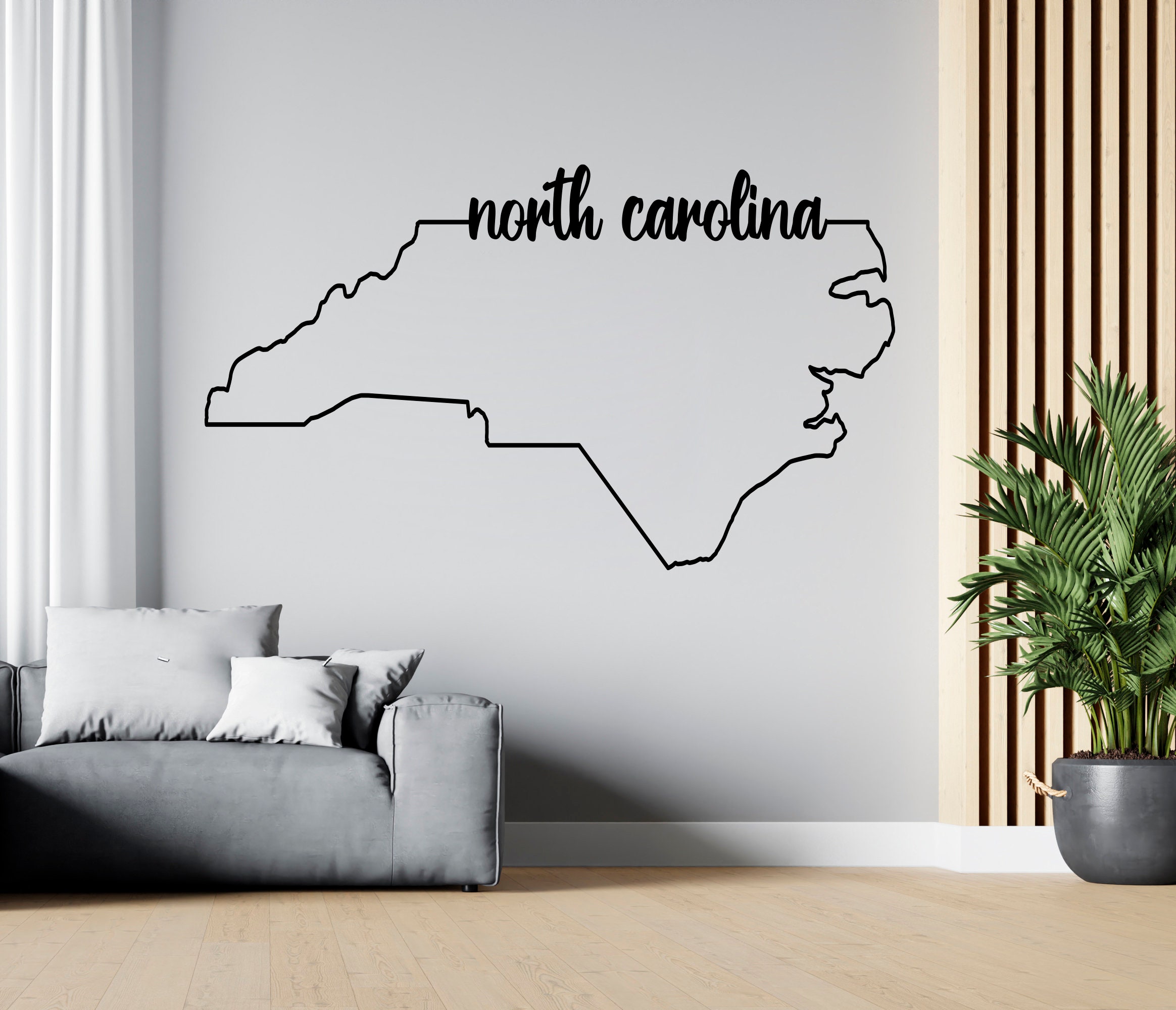 North Caroline Silhouette Map Decal North Caroline Wall Sticker ...