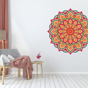 Mandala Art Wall Decal Namaste Mandala Room Decor Living Room Mandala ...