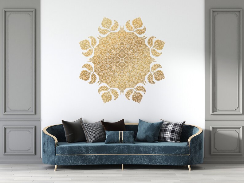 Mandala Art Wall Decal Namaste Mandala Room Decor Living Room Mandala ...
