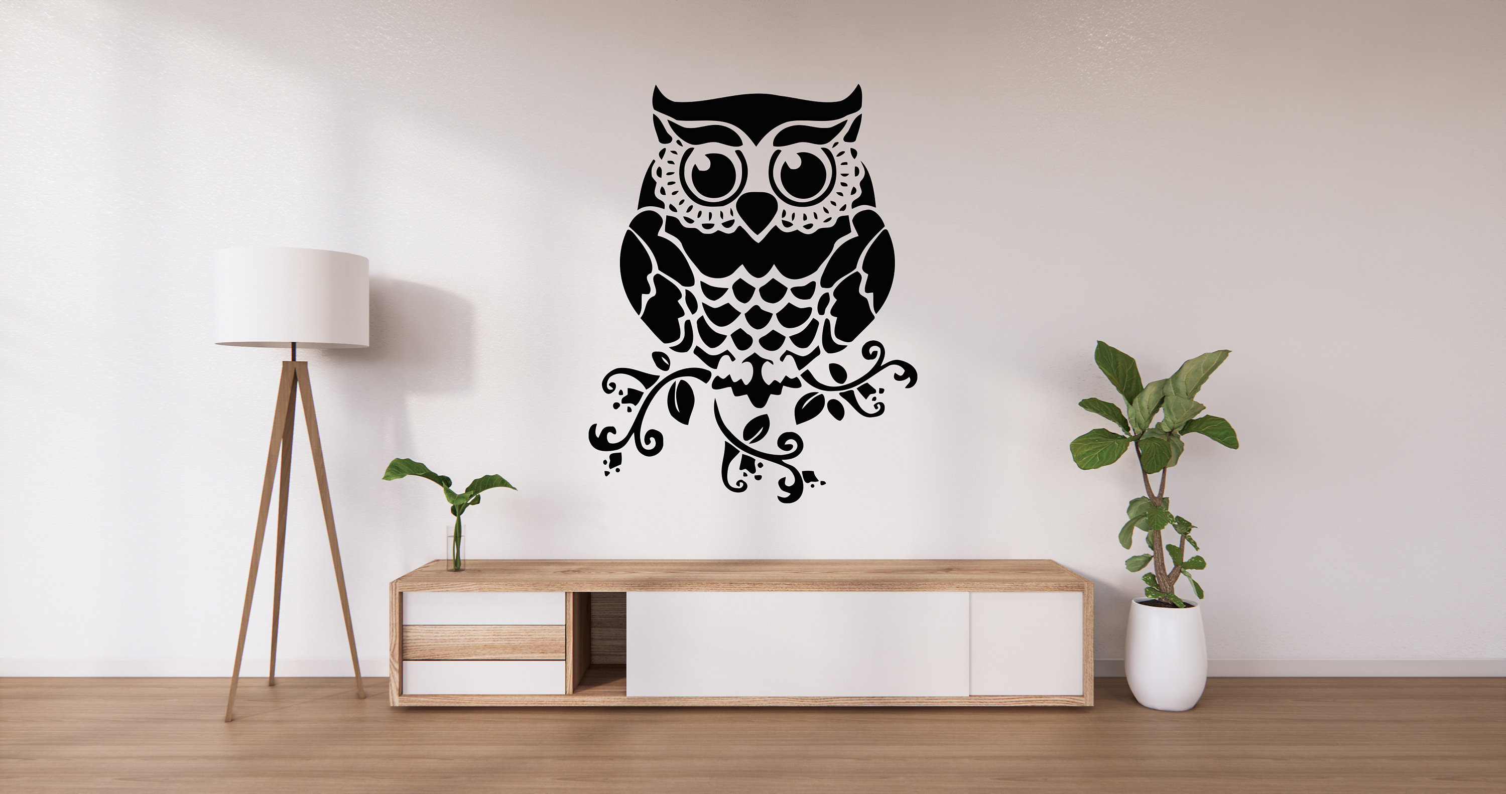 Owl Wall Decal Vinyl Sticker Owl Decal Vinyl Owl Silhouette Tree Wall ...