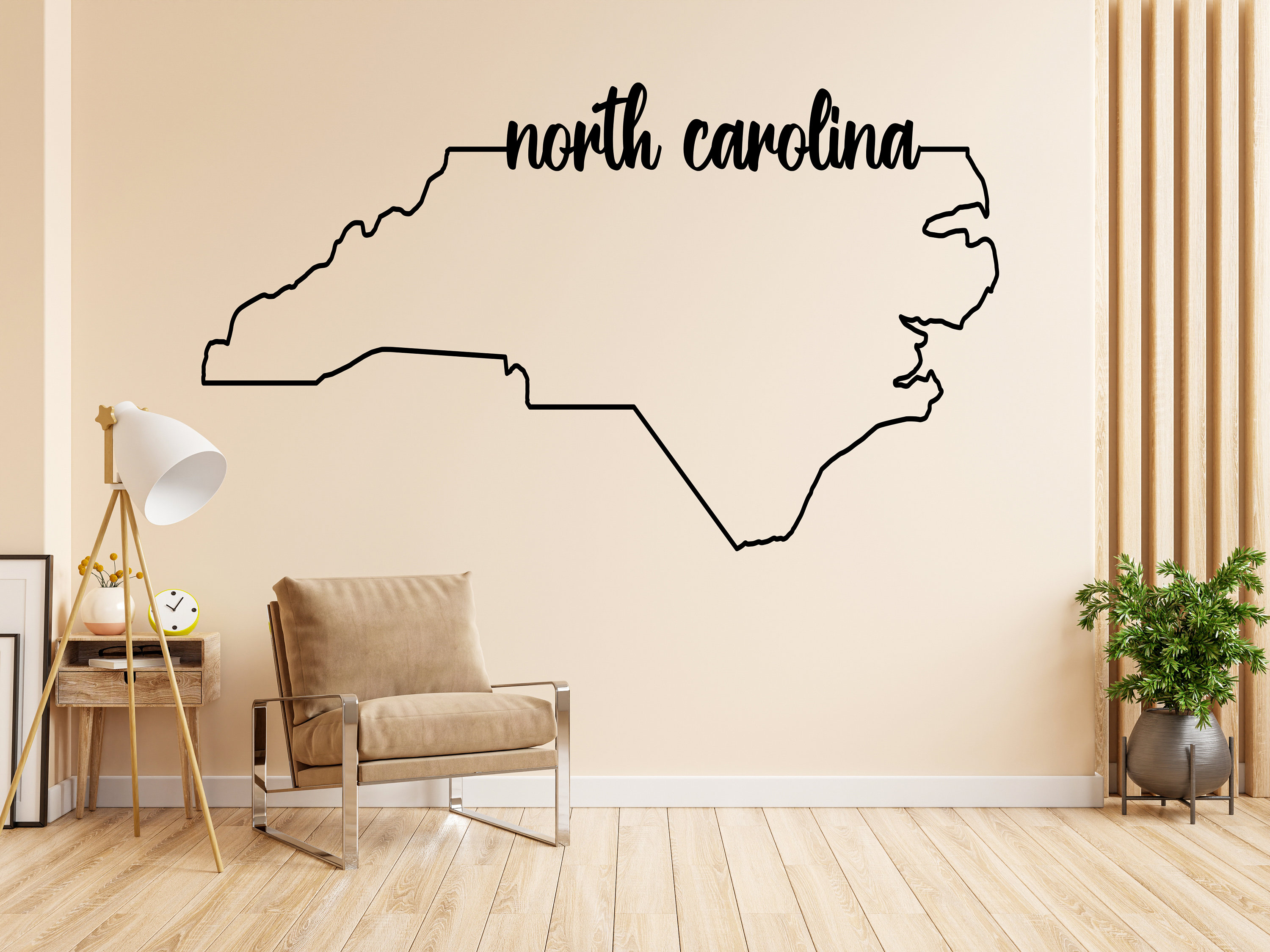 North Caroline Silhouette Map Decal North Caroline Wall Sticker ...