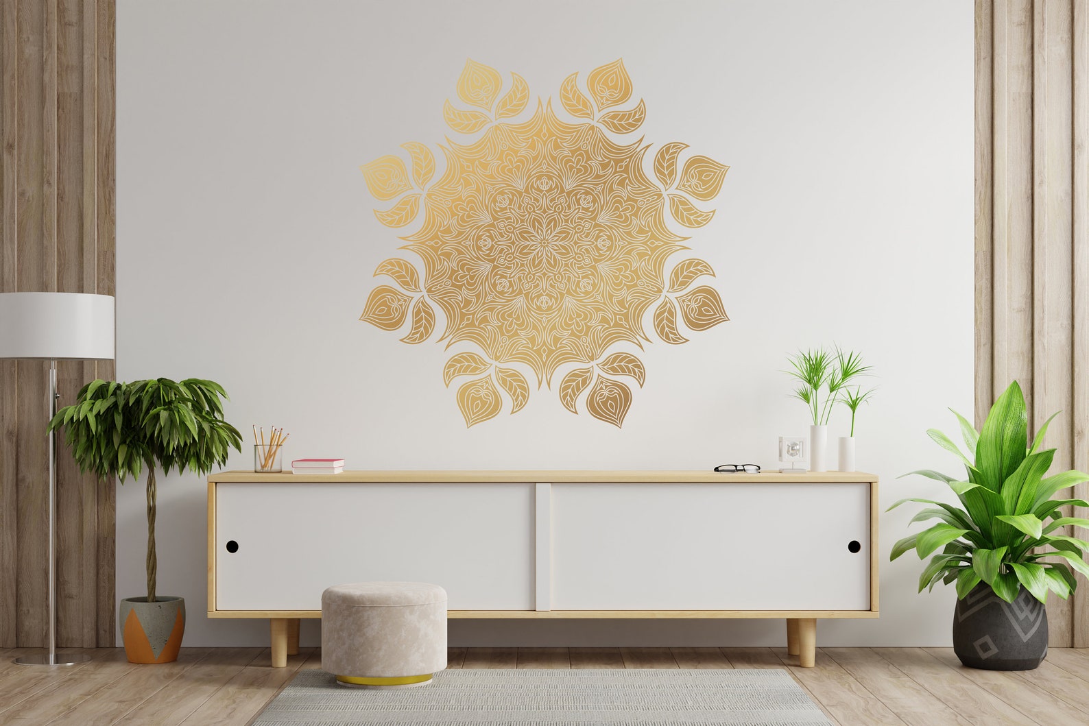 Mandala Art Wall Decal Namaste Mandala Room Decor Living Room Mandala ...